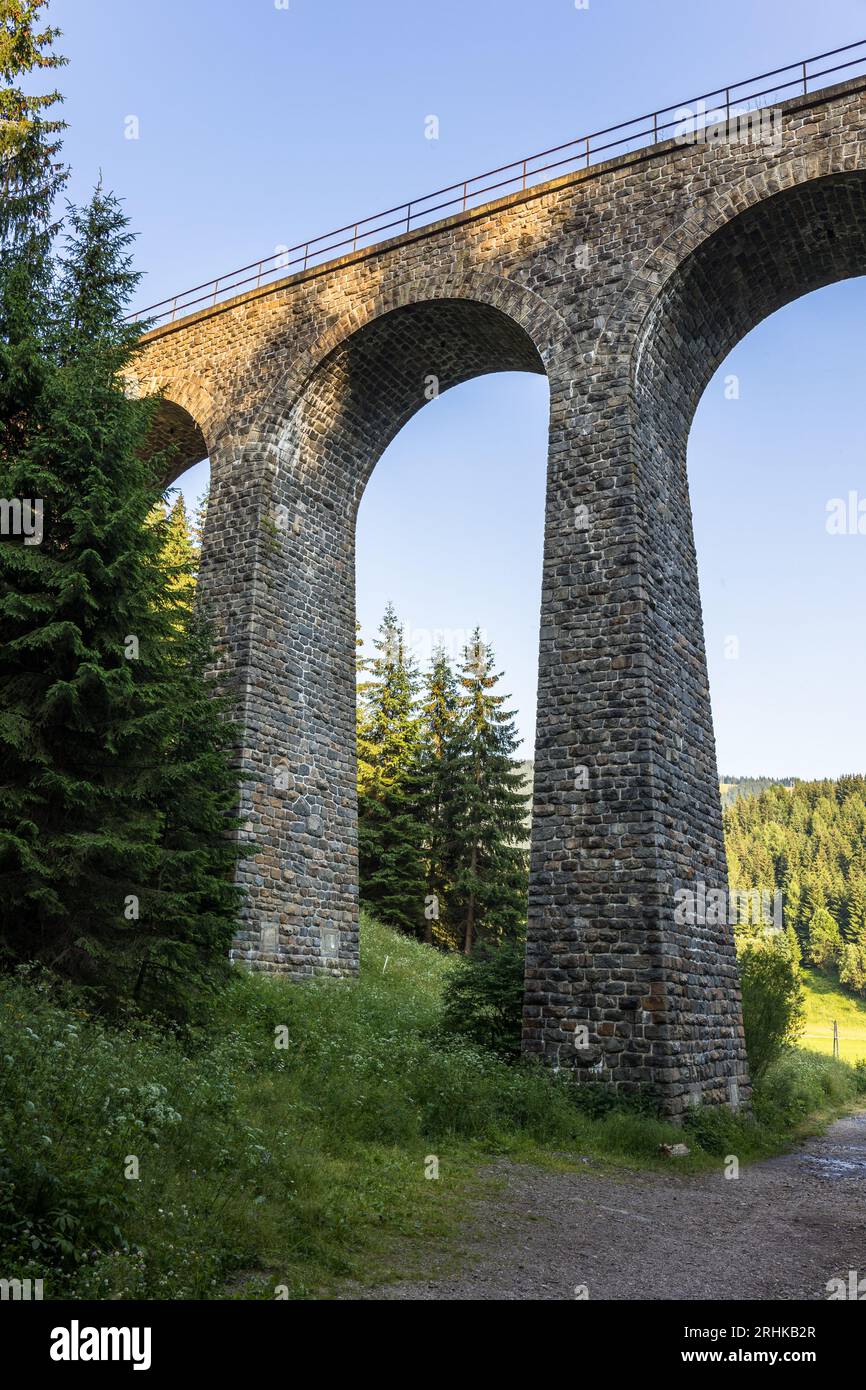 Chmaroš viaduct in summer, Telgárt, Slovakia. Unique technical landmark ...