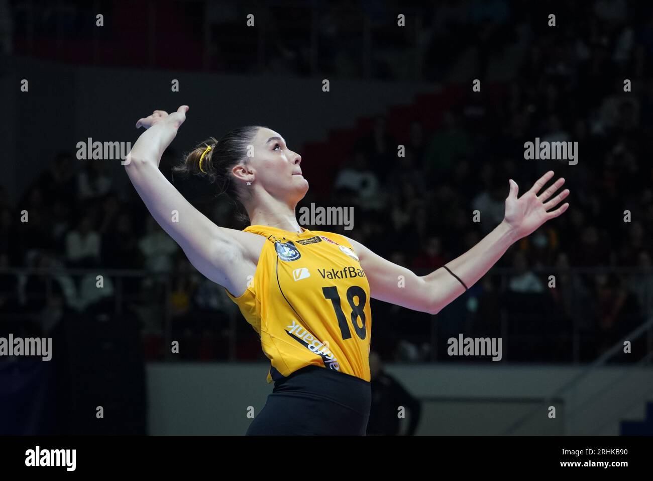 ISTANBUL, TURKIYE - DECEMBER 10, 2022: Zehra Gunes serves during ...