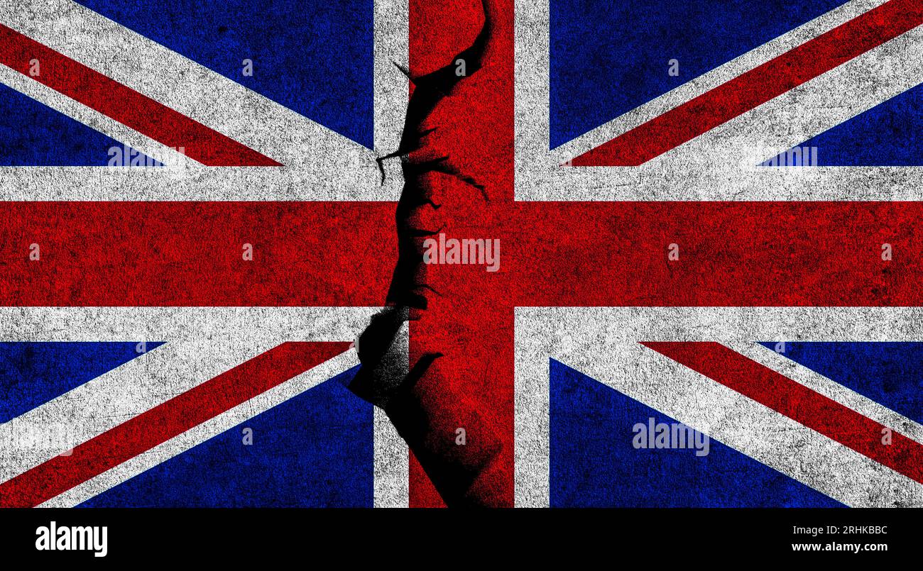 United Kingdom (UK) flag on cracked wall background. United Kingdom (UK ...