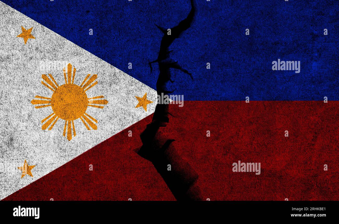 Philippines flag on cracked wall background. Philippines crisis ...