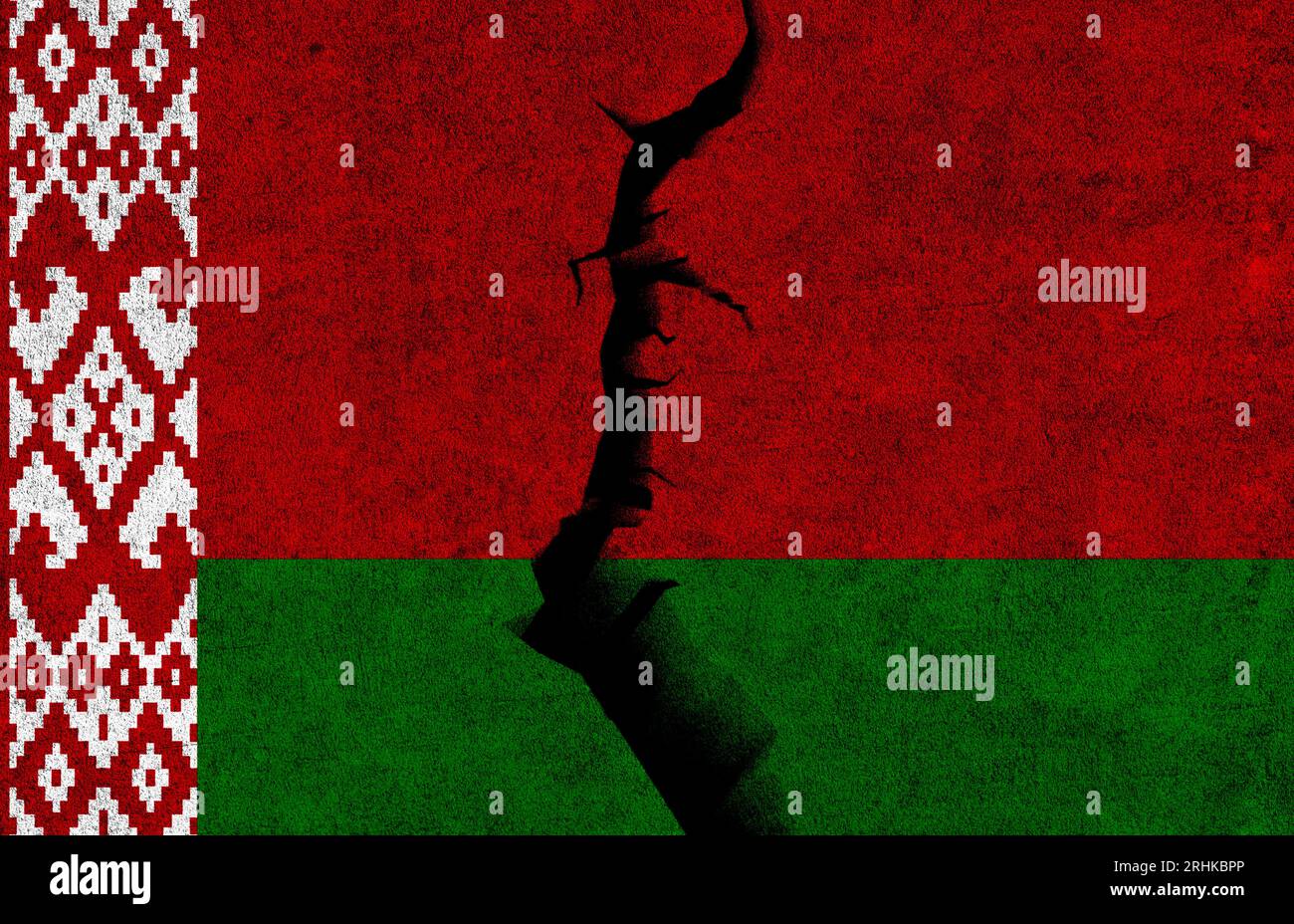 Belarus flag on cracked wall background. Belarus crisis, political ...