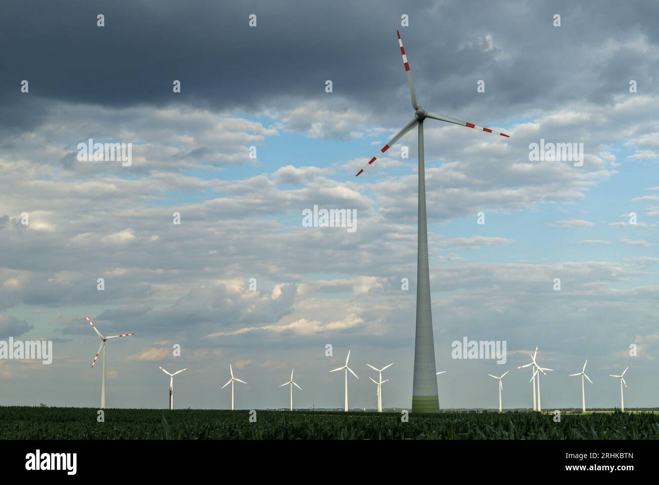 Wind turbines in typical countryside of northern Austria Stock Photo ...