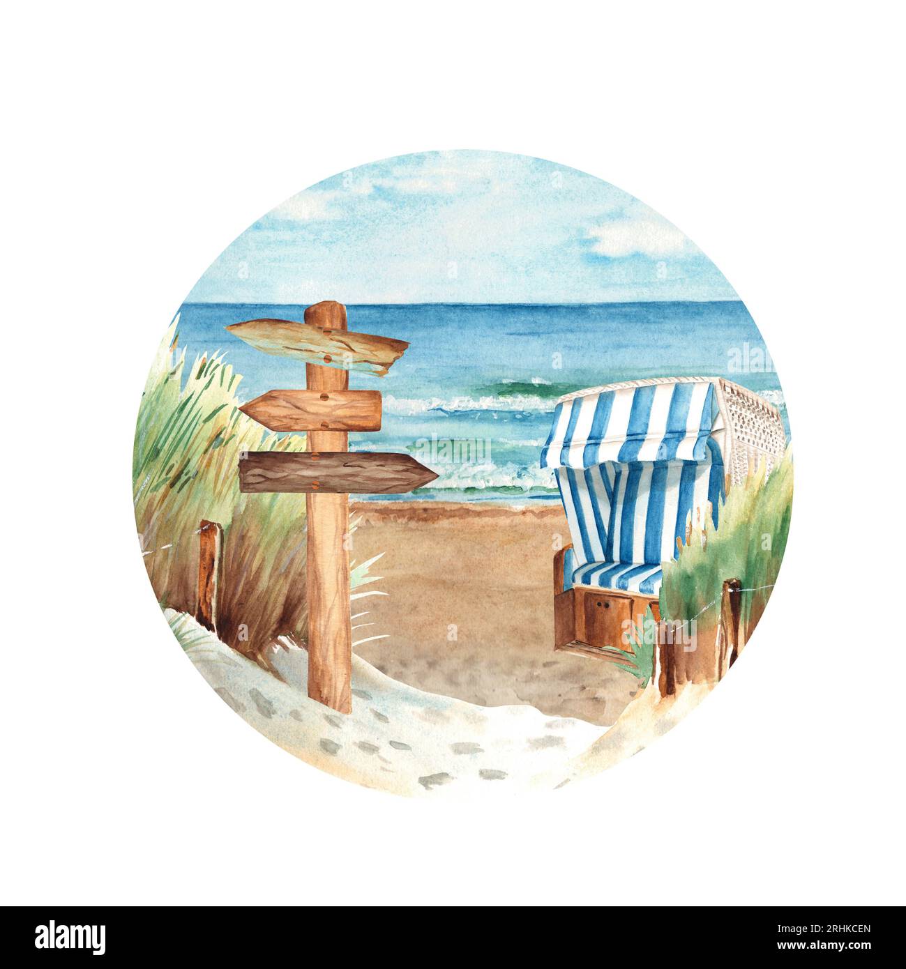 Baltic sea beach with sand dunes, hooded beach chair, Strandkorb and ...