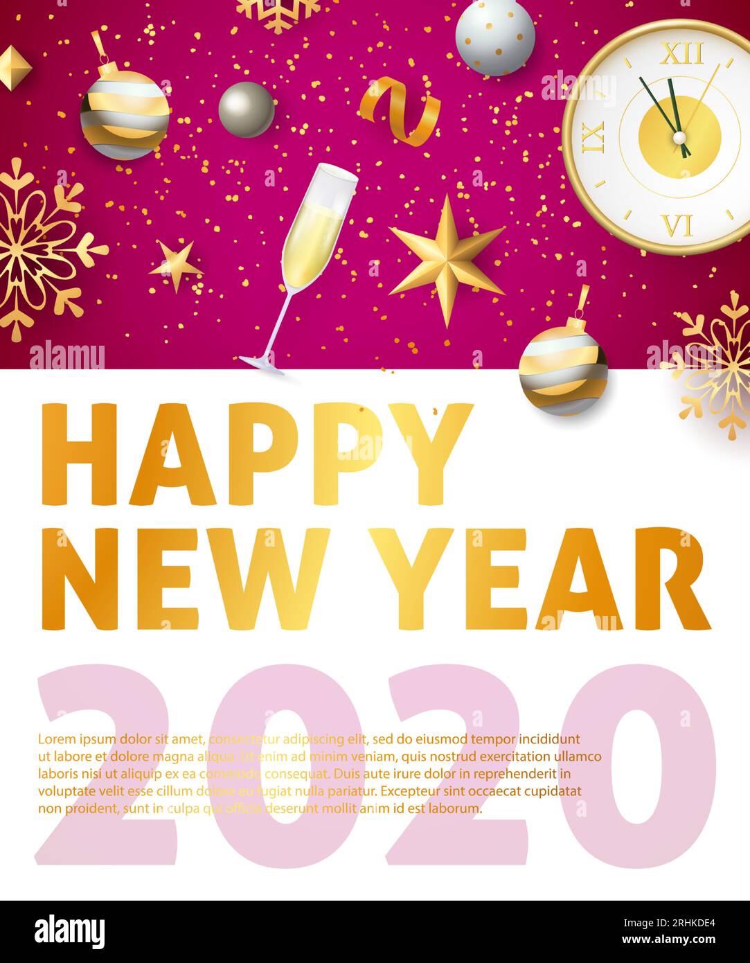 Happy New Year, Two Thousand Twenty lettering, sample text Stock Vector ...