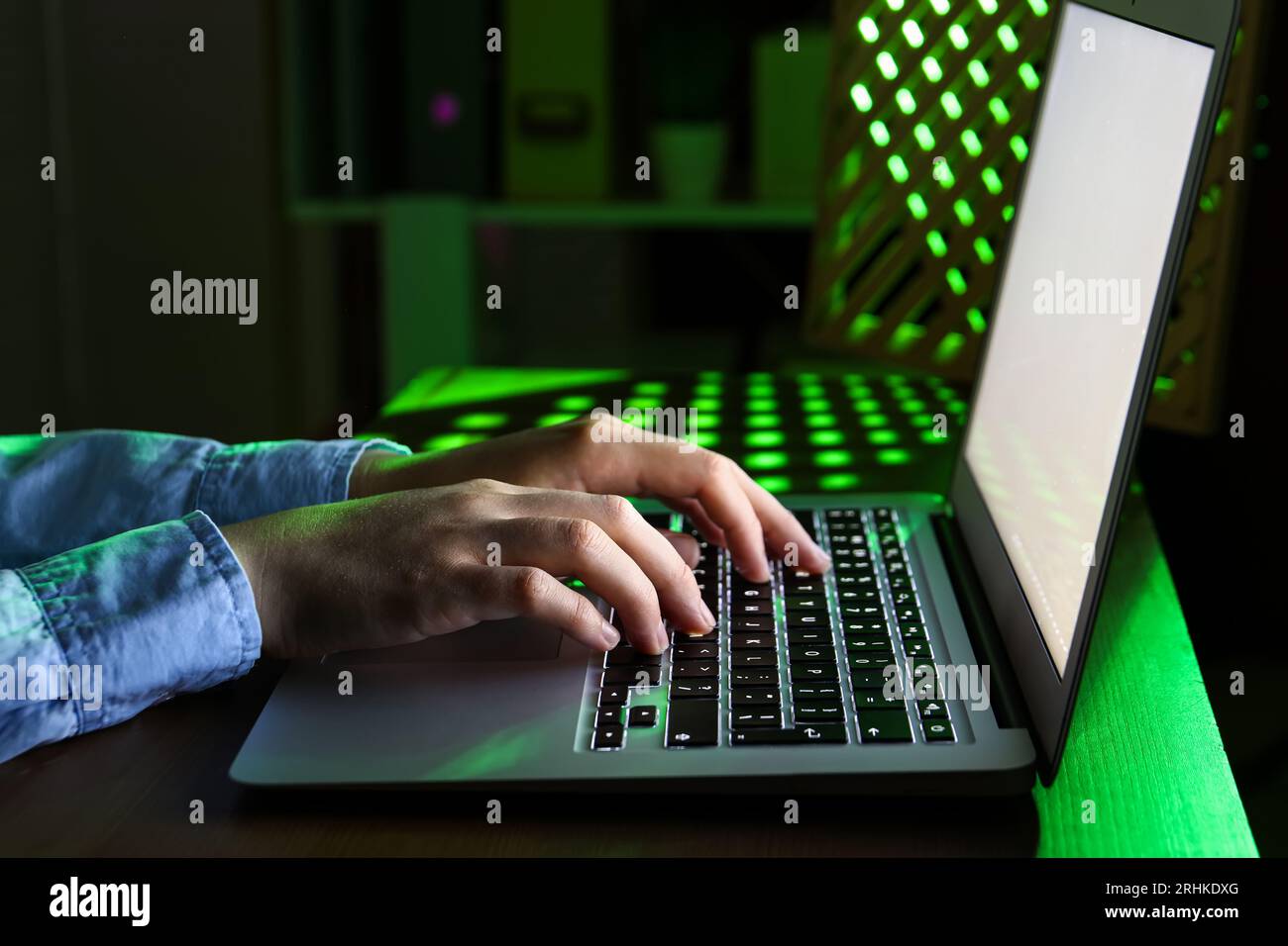 Closeup hands typing green screen hi-res stock photography and images ...