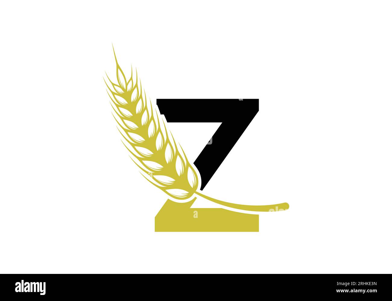 letter Z sign symbol with wheat ears wreath. Agriculture Logo Farming ...