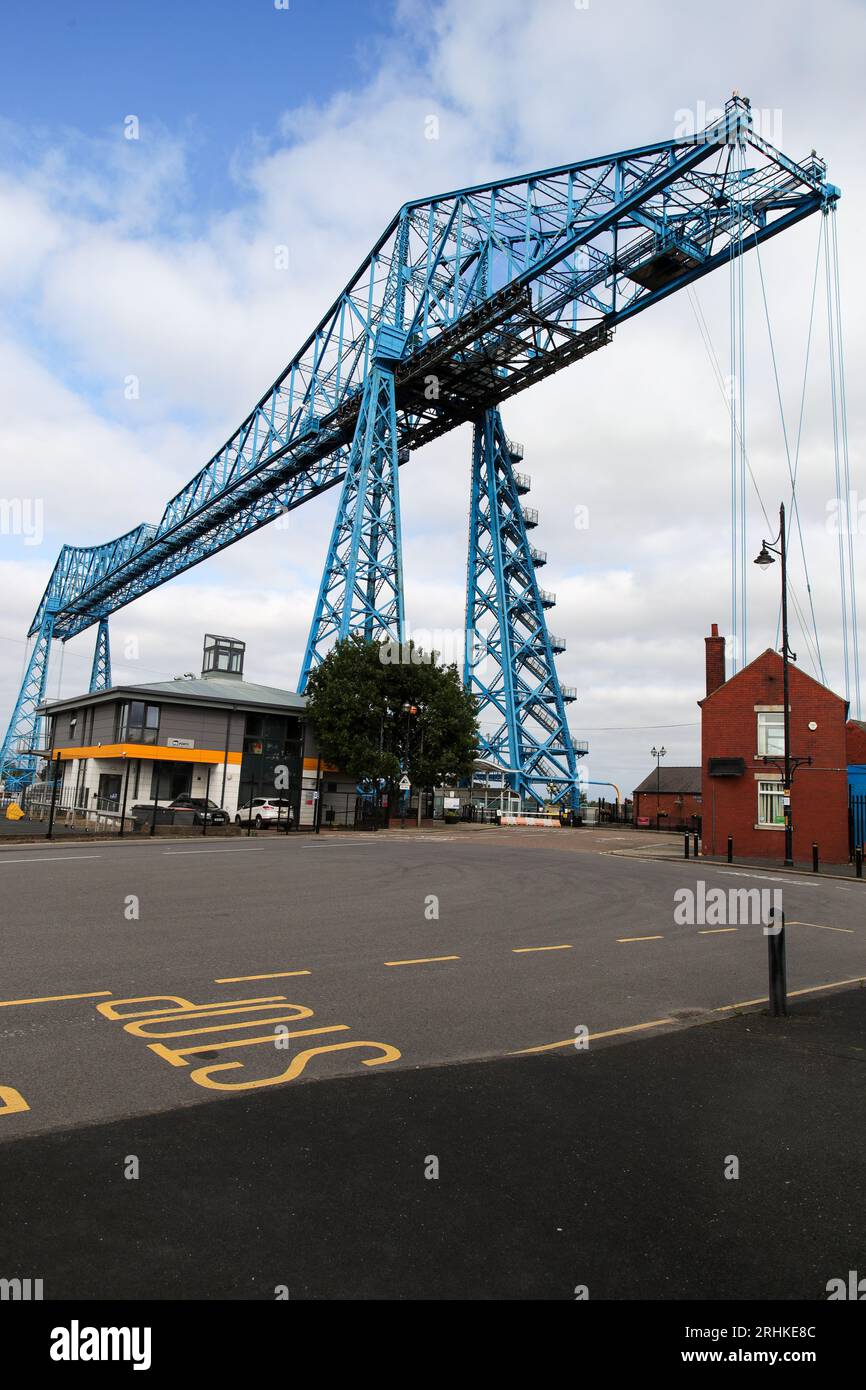 General view of the Middlesbrough Transporter Bridge over the river ...