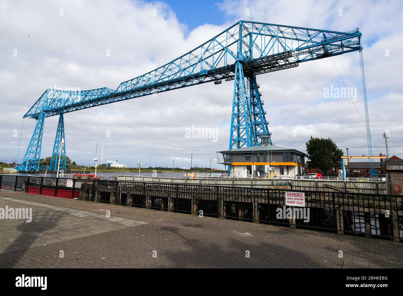 General view of the Middlesbrough Transporter Bridge over the river ...