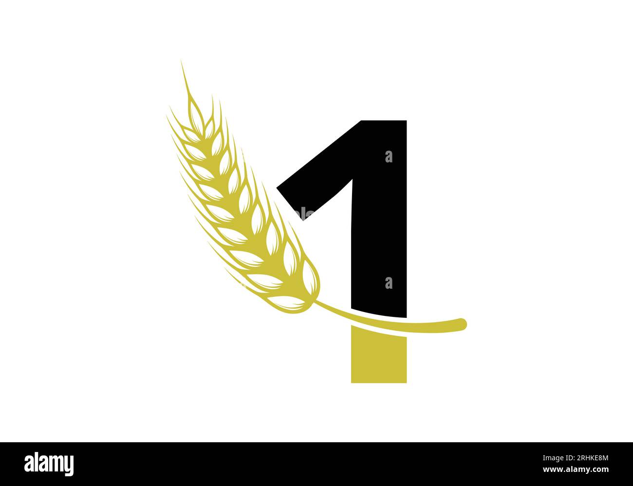 letter 1 sign symbol with wheat ears wreath. Agriculture Logo Farming ...
