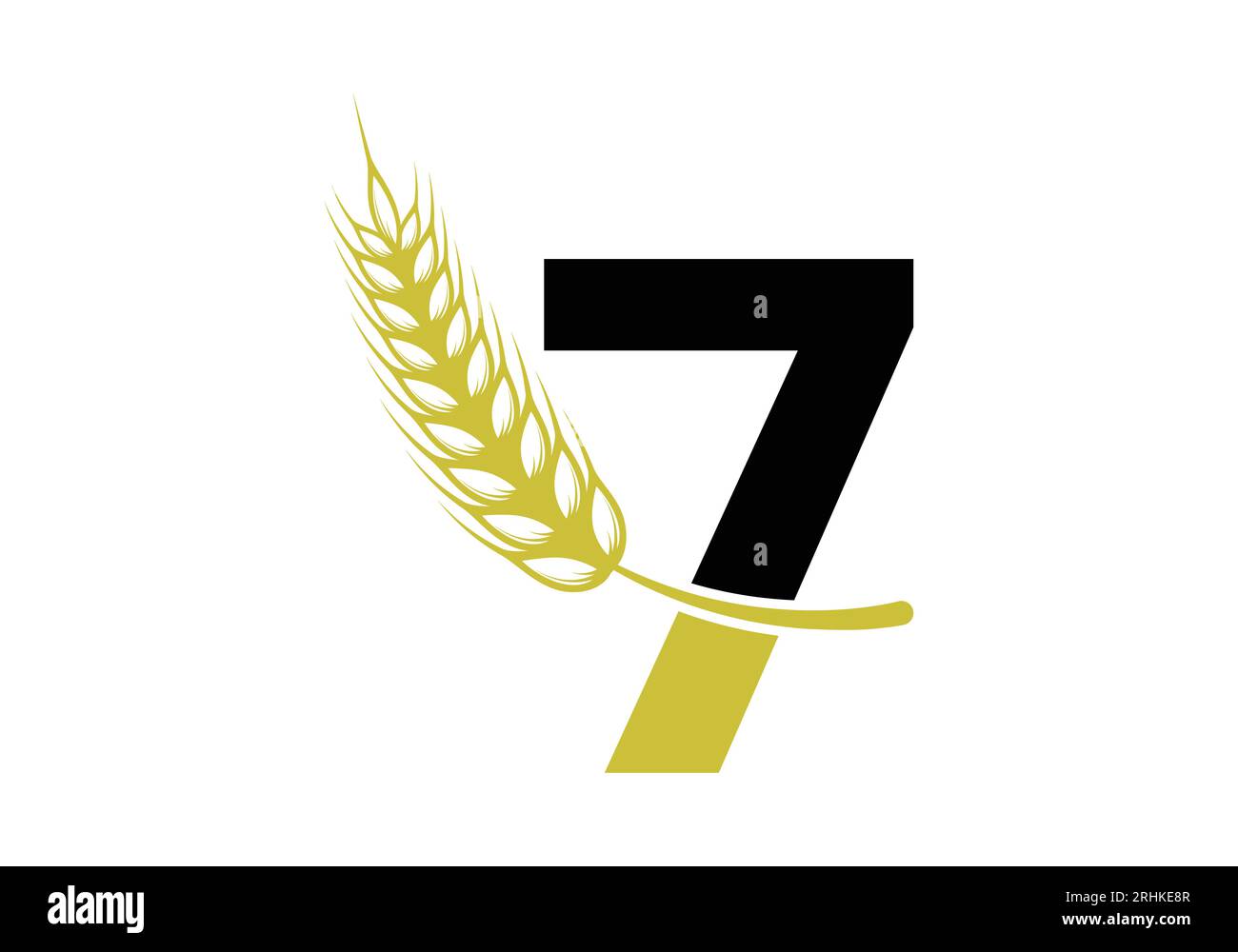 letter 7 sign symbol with wheat ears wreath. Agriculture Logo Farming ...