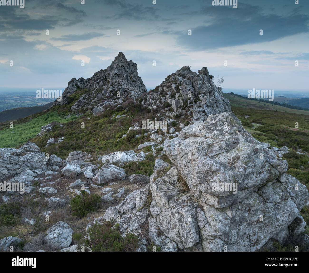 Quartzite outcrops and hazy views from Stiperstones National Nature ...