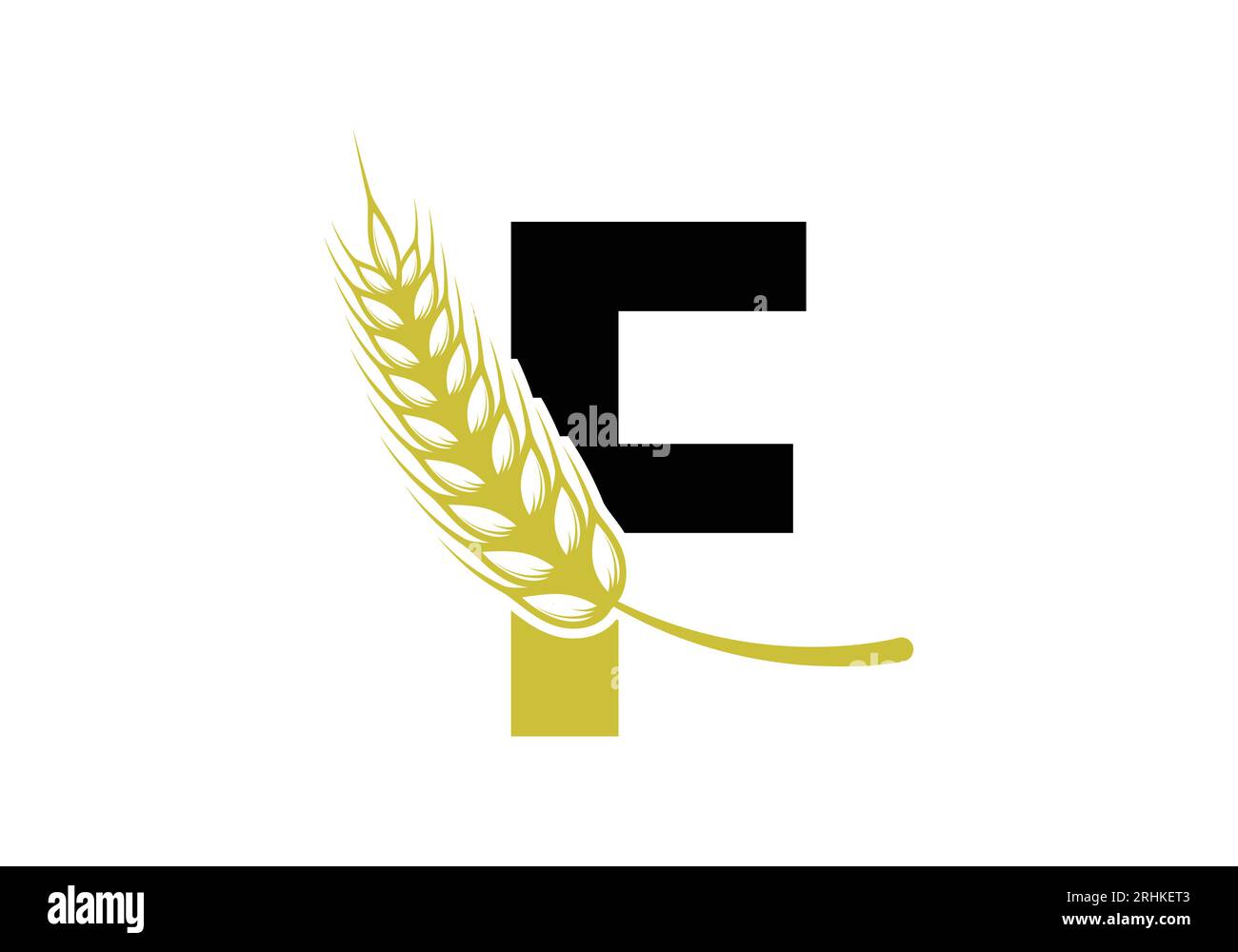 letter F sign symbol with wheat ears wreath. Agriculture Logo Farming ...