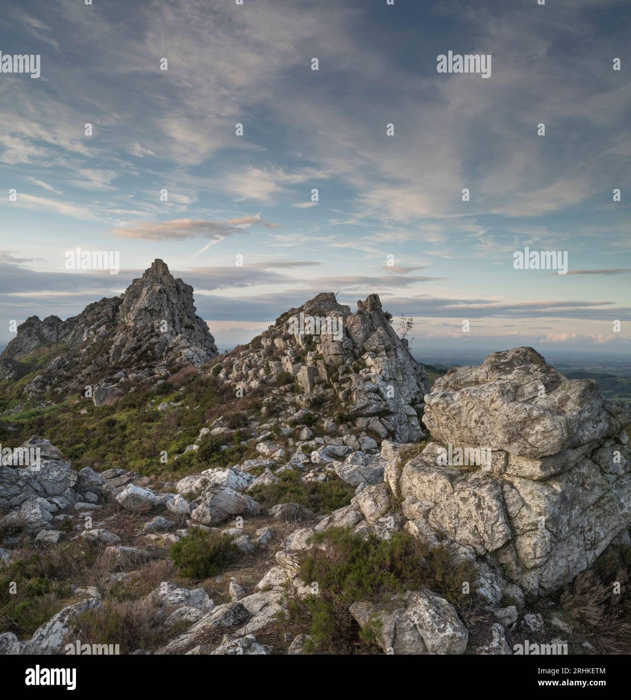 Quartzite outcrops and hazy views from Stiperstones National Nature ...