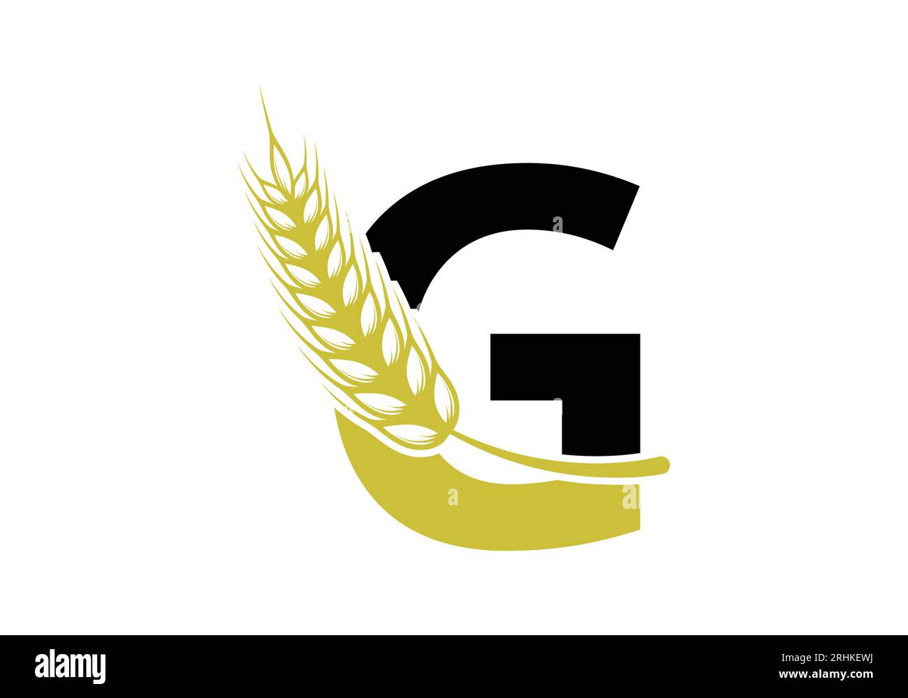 letter G sign symbol with wheat ears wreath. Agriculture Logo Farming ...