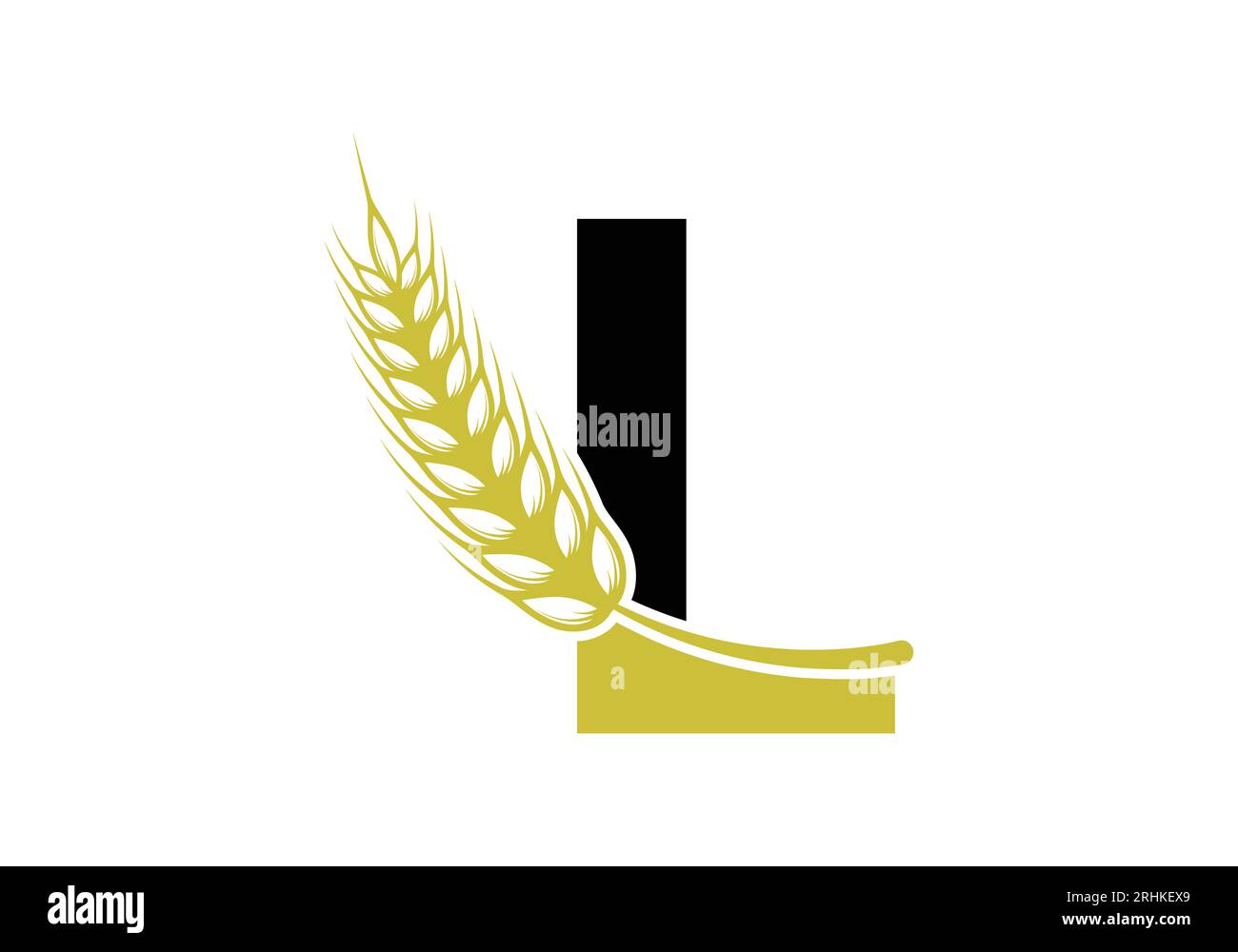 letter L sign symbol with wheat ears wreath. Agriculture Logo Farming ...