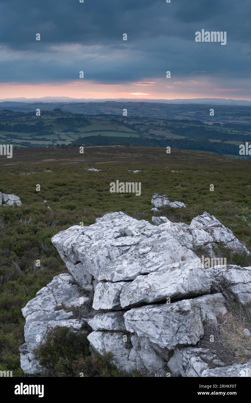 Quartzite outcrops and hazy views from Stiperstones National Nature ...