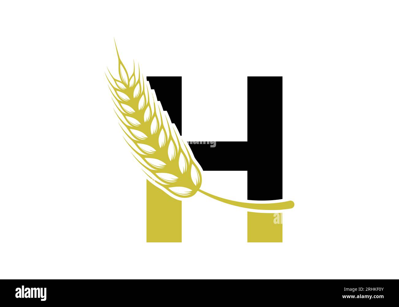 letter H sign symbol with wheat ears wreath. Agriculture Logo Farming ...