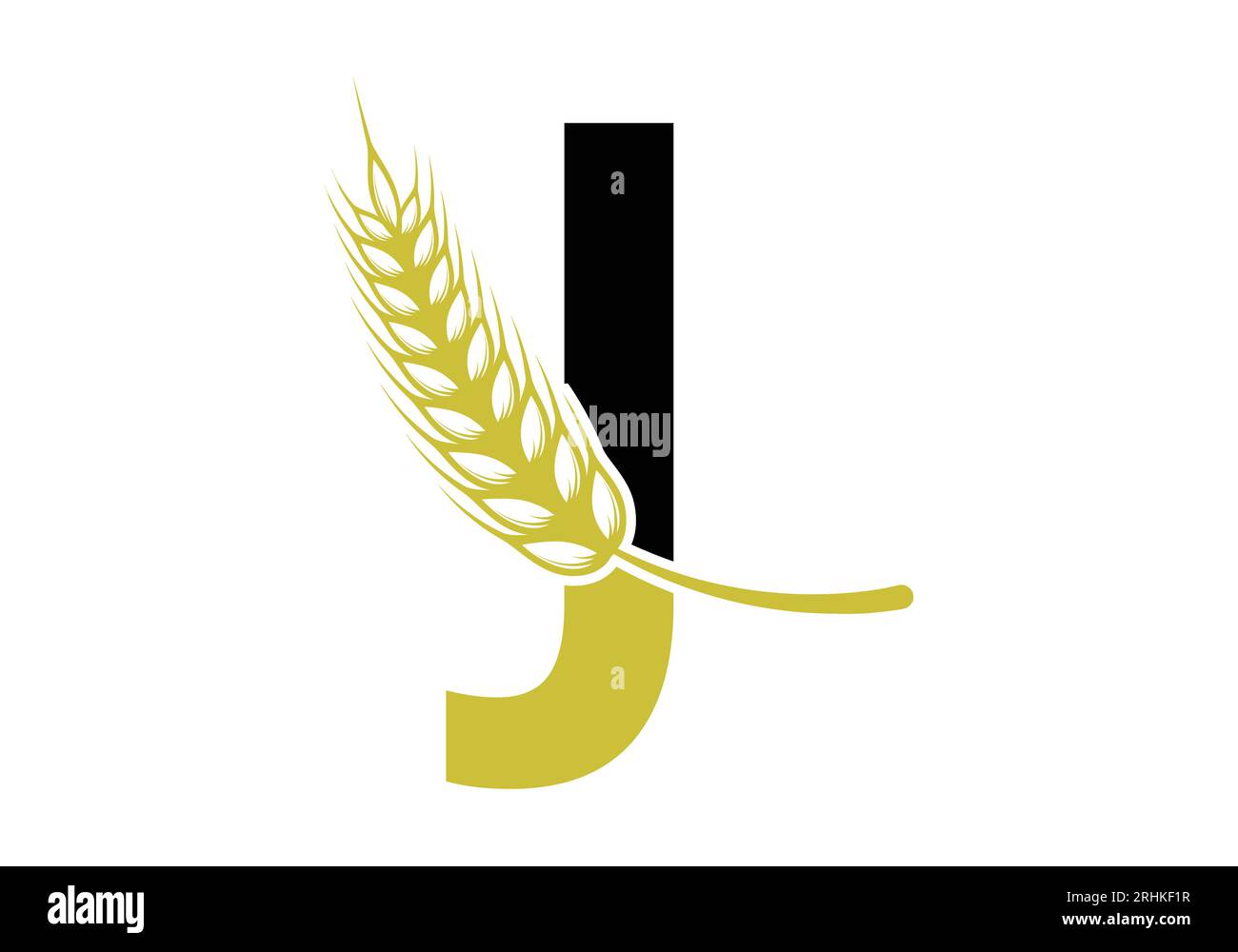 letter J sign symbol with wheat ears wreath. Agriculture Logo Farming ...