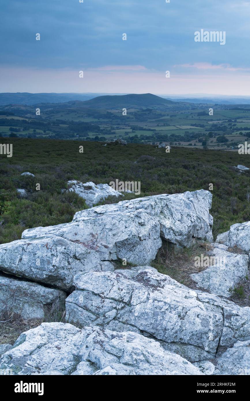 Quartzite outcrops and hazy views from Stiperstones National Nature ...