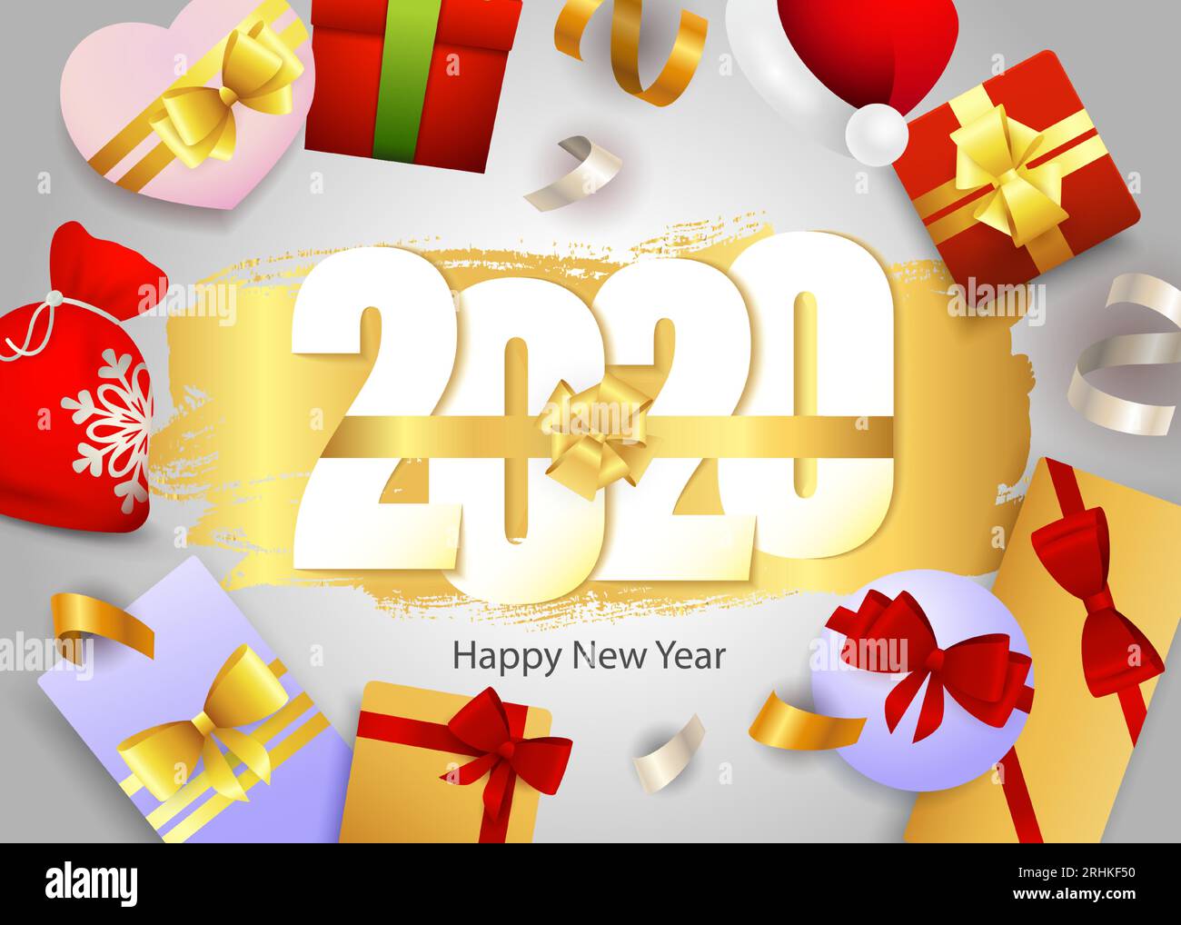 Happy New Year, 2020 lettering and gift boxes Stock Vector Image & Art ...