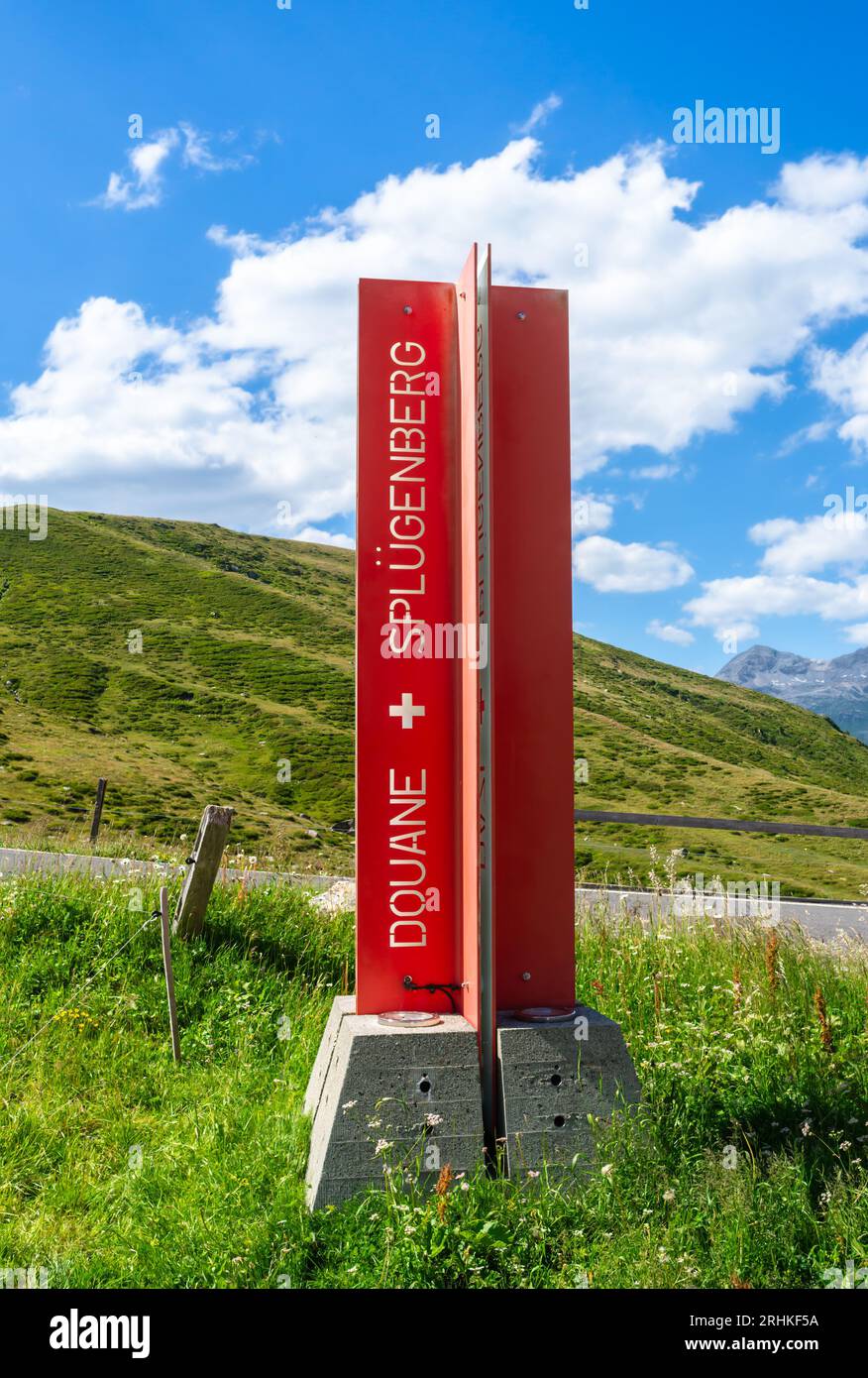 Splugenpass, Switzerland - July 9, 2023: Sign for Swiss Customs ...