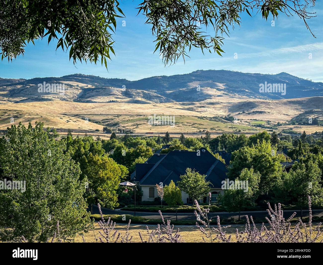 Landscape of the South Oregon hills with light and dark showing the ...