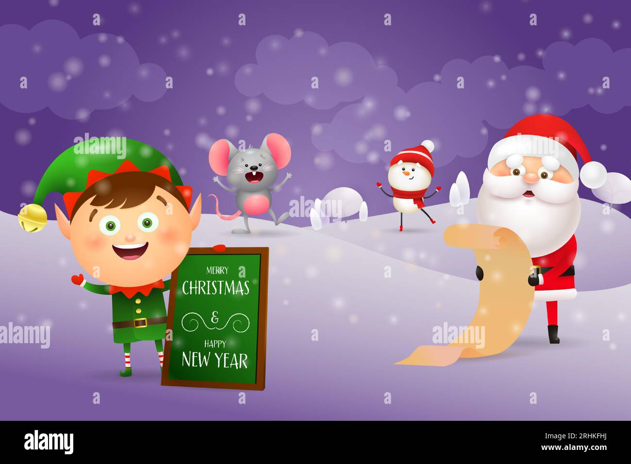 Elf presenting Christmas poster Stock Vector Image & Art - Alamy