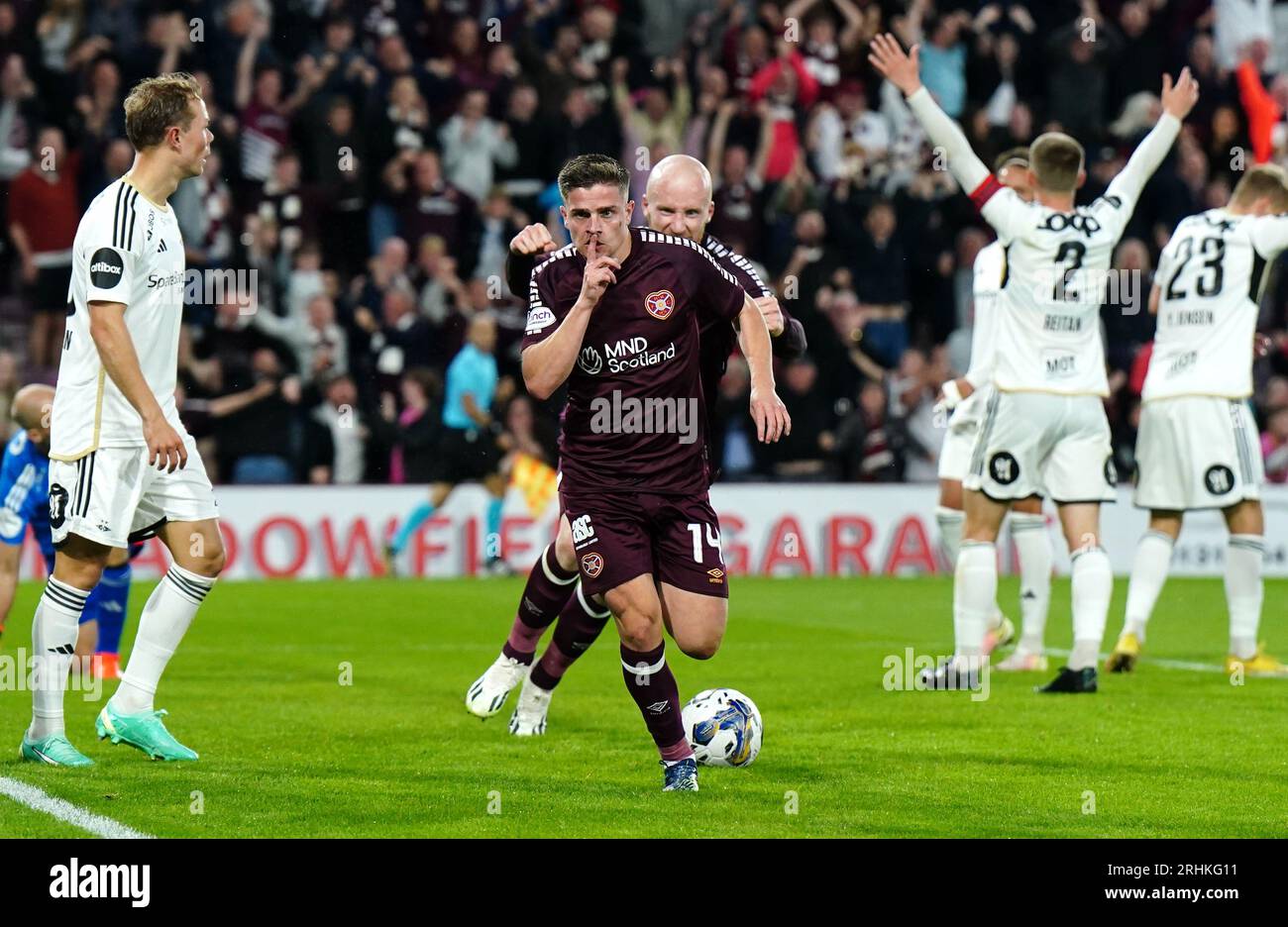Heart of Midlothian's Cameron Devlin celebrates scoring his second goal ...