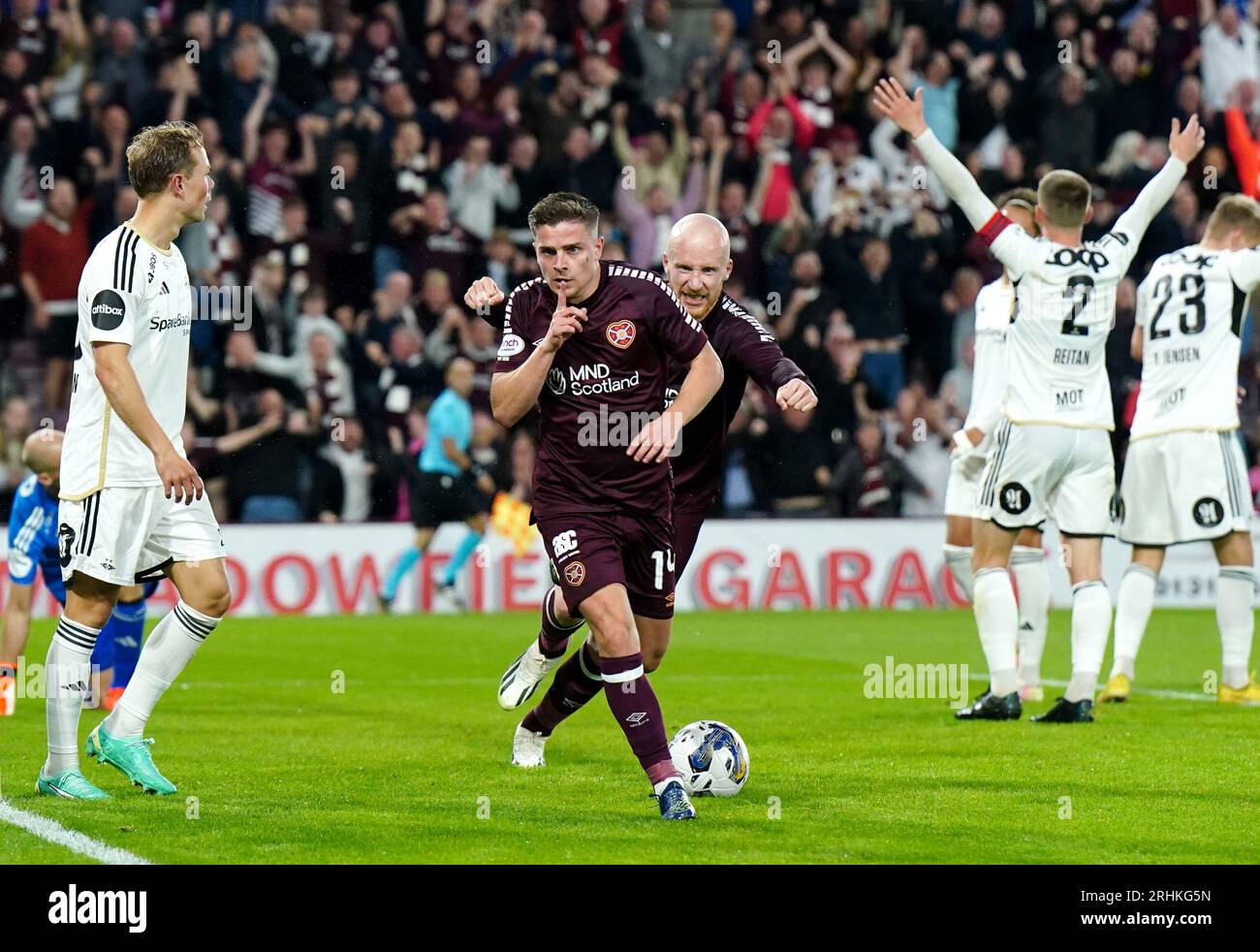 Heart of Midlothian's Cameron Devlin celebrates scoring his second goal ...