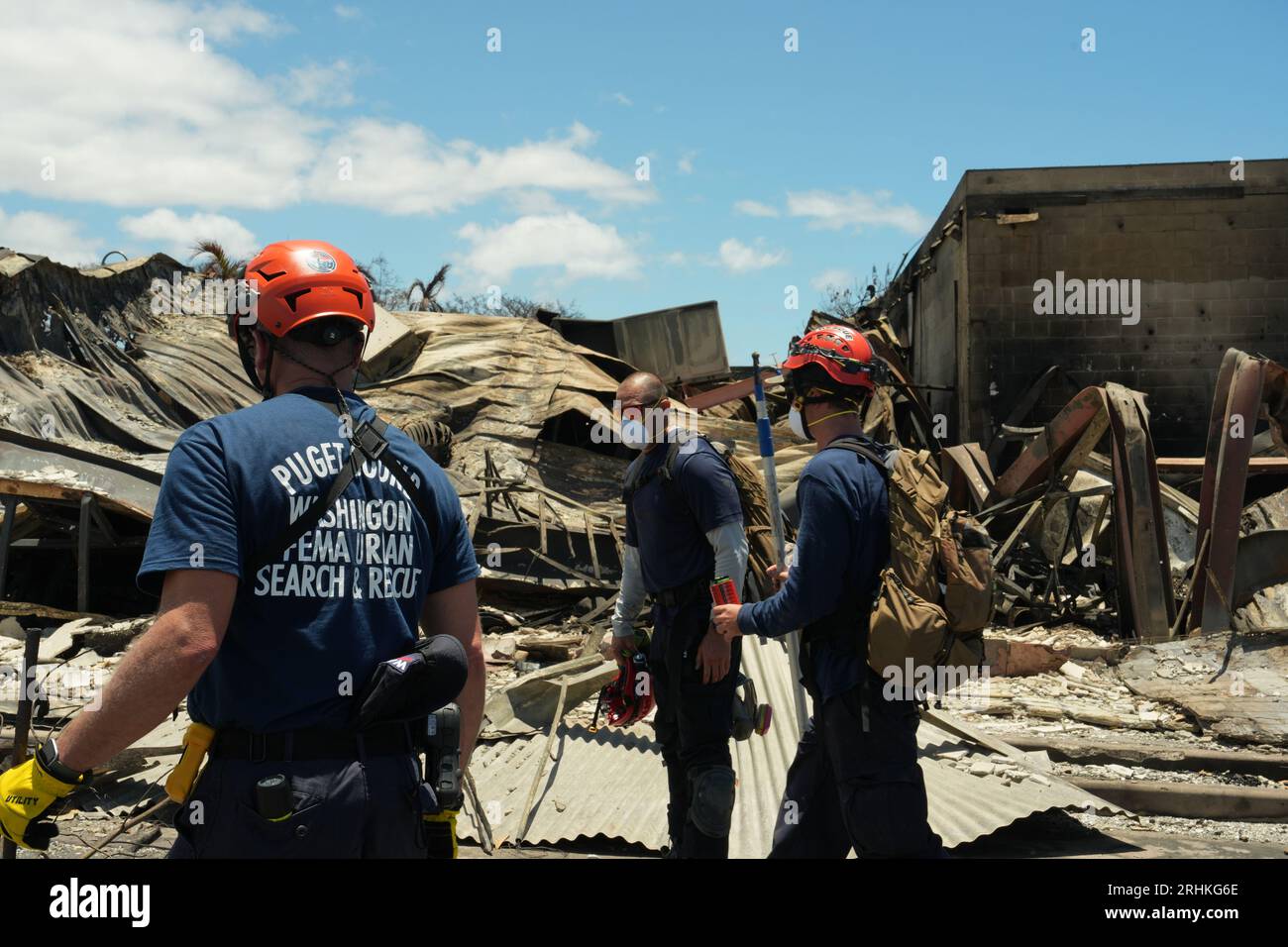 Lahaina, United States. 12 August, 2023. FEMA Urban Recovery teams ...