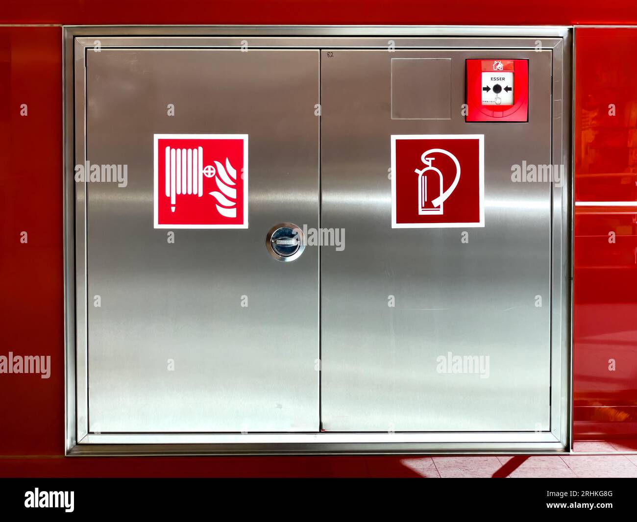 Fire shield on the wall of the building. Fire shield close-up Stock ...