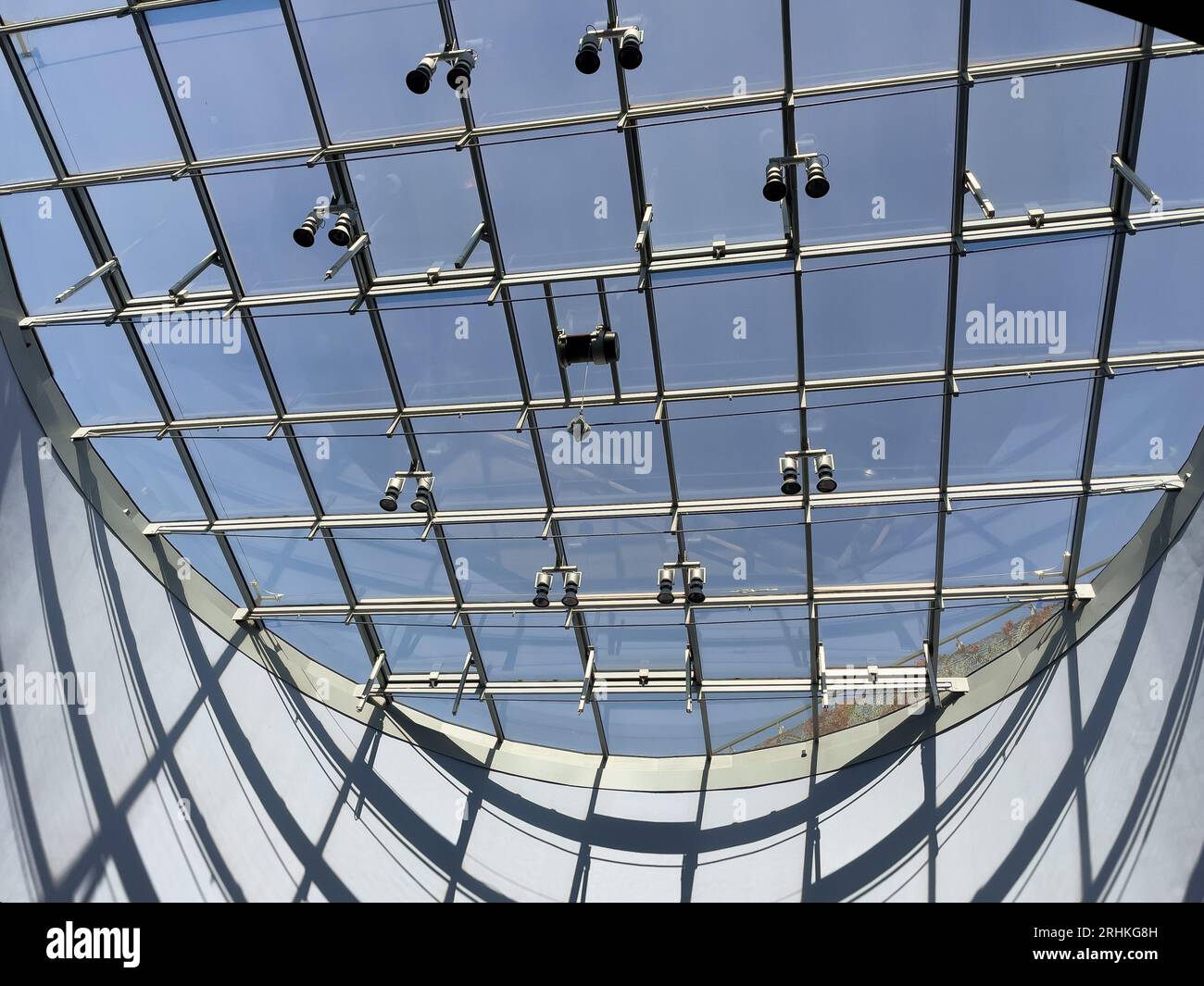 Glass roof of a modern building. Glass ceiling of the building Stock ...