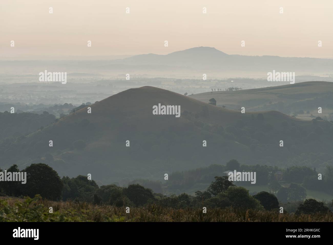 Quartzite outcrops and hazy views from Stiperstones National Nature ...