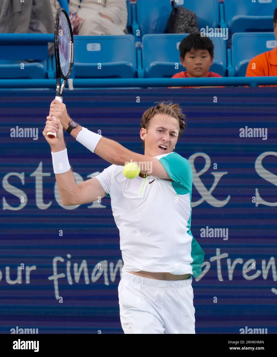 Sebastian Korda plays at the Western & Southern Open being played on ...