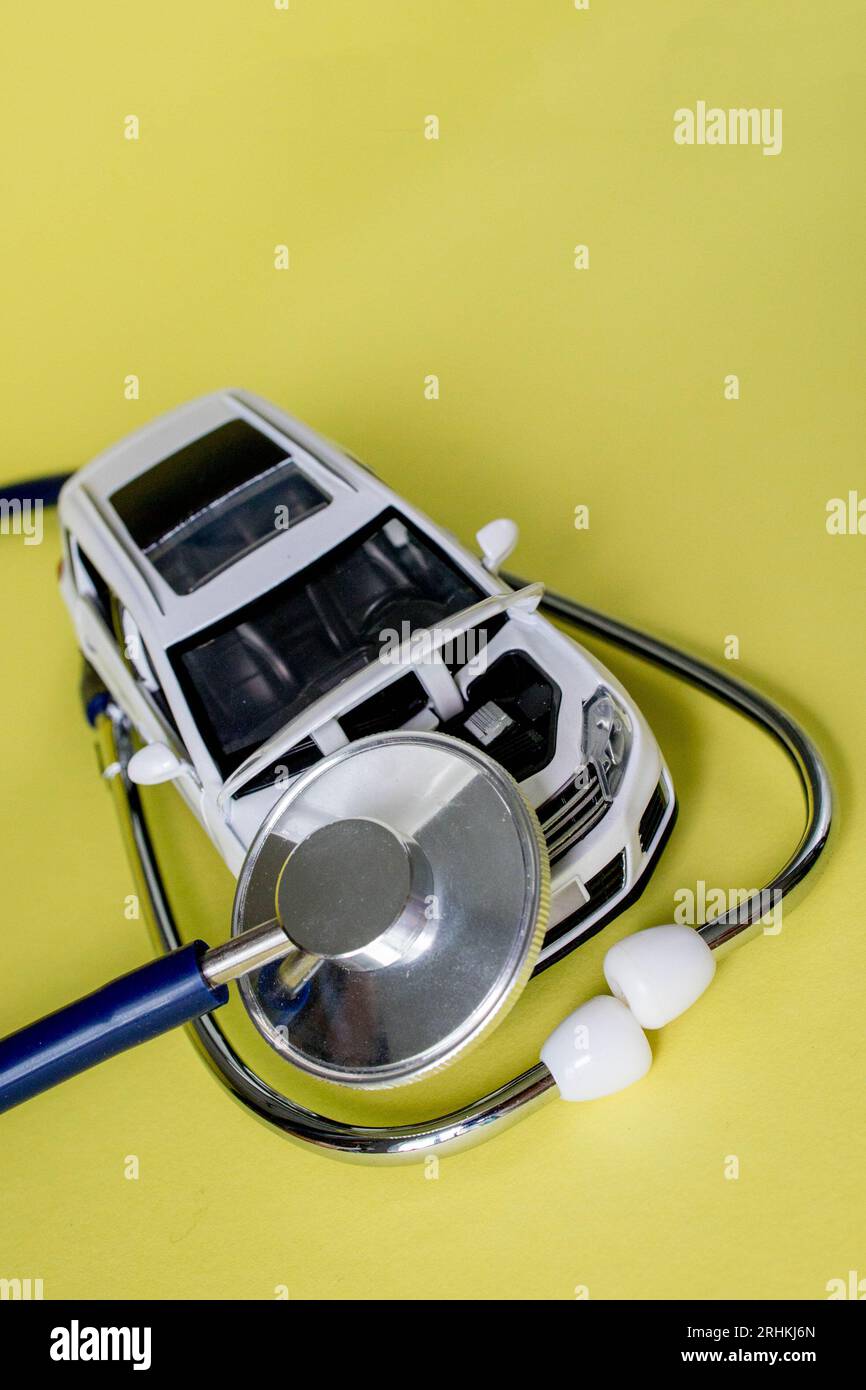 Stethoscope checking up the car with car service icon, Concept of car ...