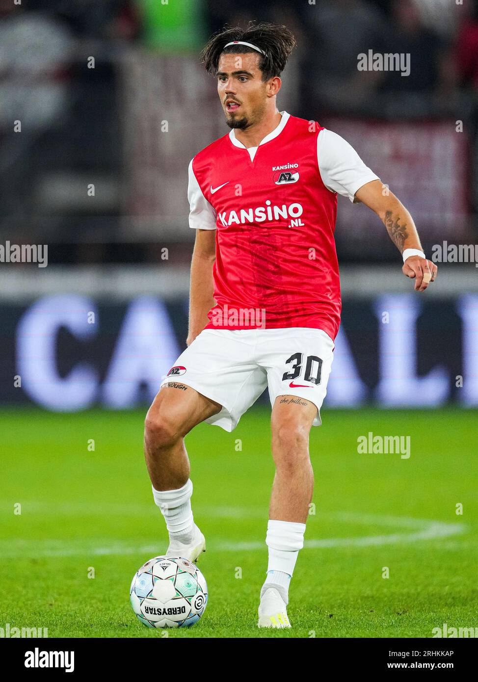 ALKMAAR - 17/08/2023, Denso Kasius of AZ Alkmaar in the third ...
