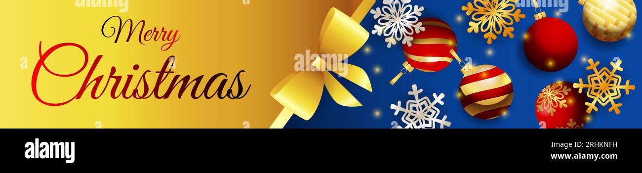 Merry Christmas banner design with mess of stripped balls Stock Vector ...