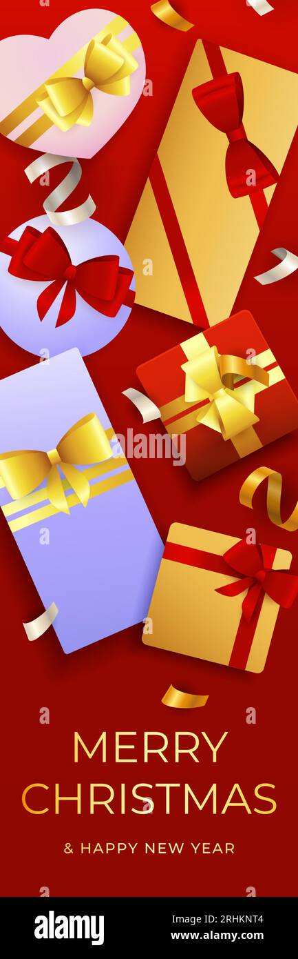 Merry Christmas poster with gift boxes Stock Vector Image & Art - Alamy