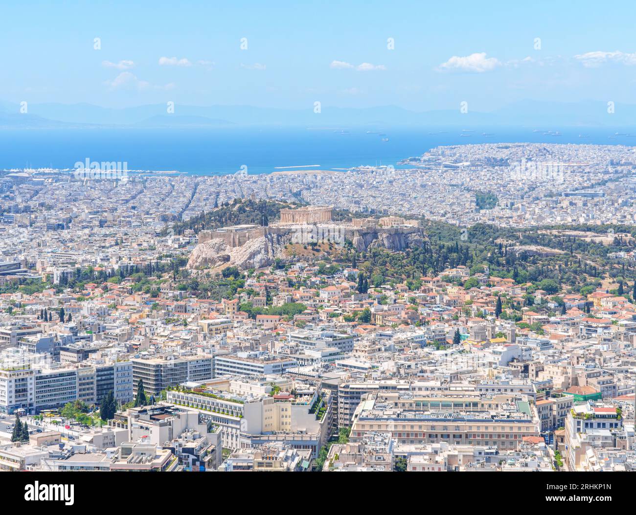 Panorama of Athens with Acropolis hill, Greece. Famous old Acropolis is ...