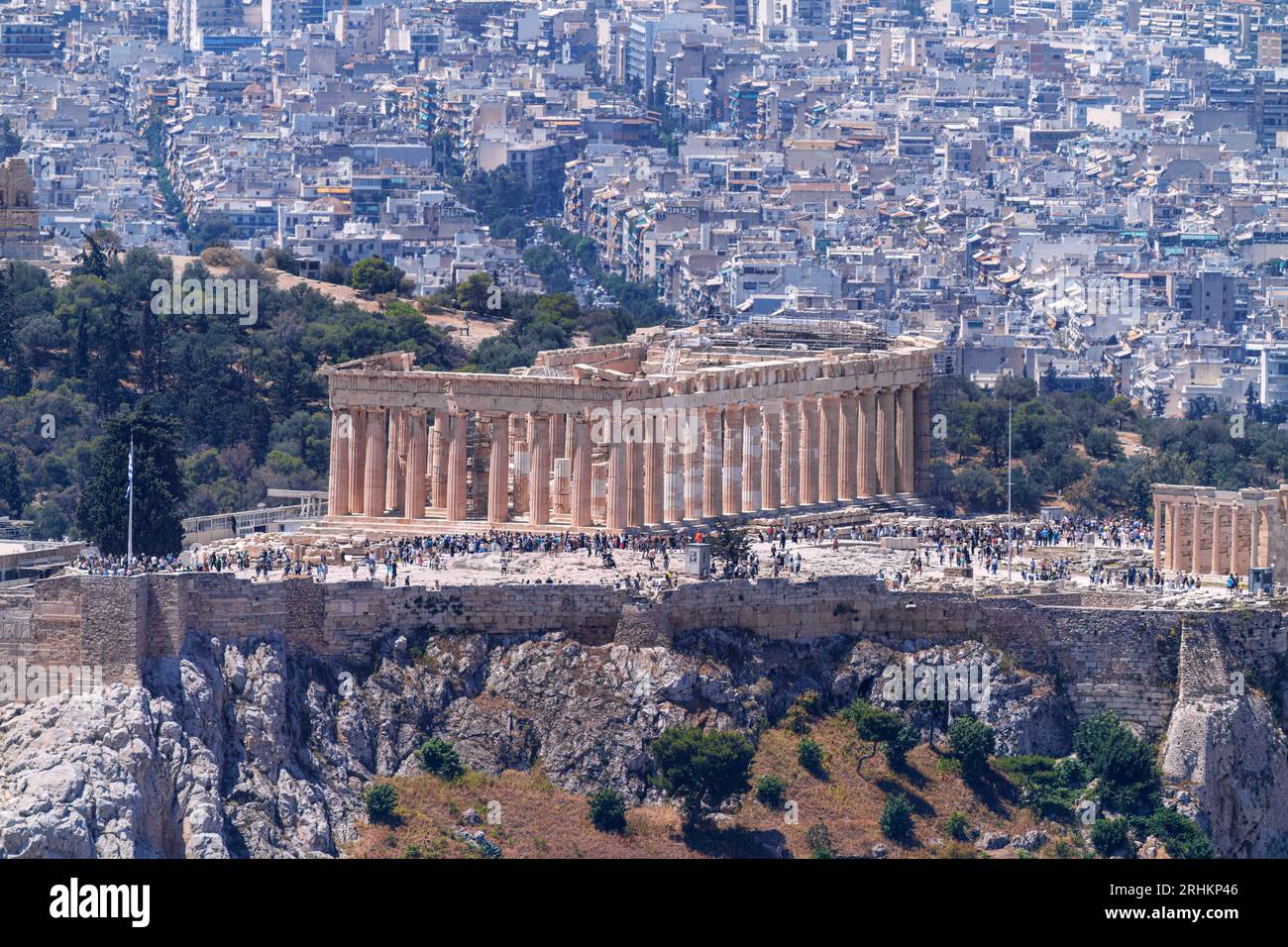 Panorama of Athens with Acropolis hill, Greece. Famous old Acropolis is ...
