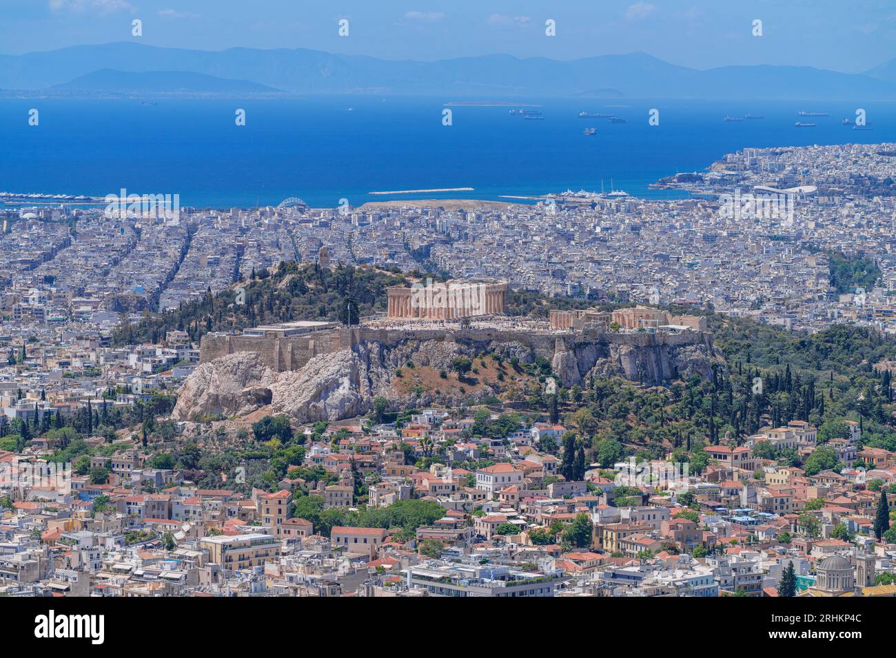 Panorama of Athens with Acropolis hill, Greece. Famous old Acropolis is ...