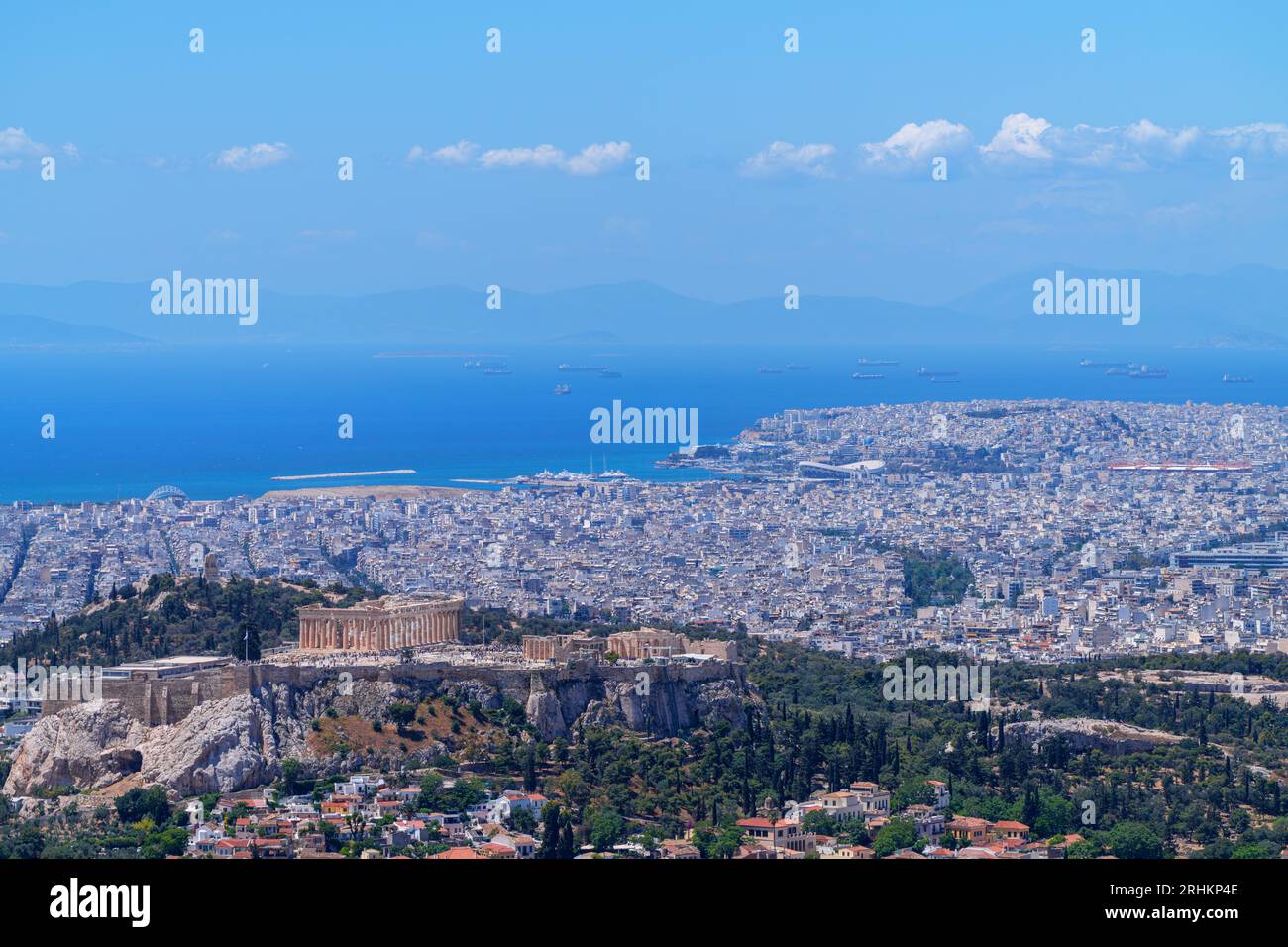 Panorama of Athens with Acropolis hill, Greece. Famous old Acropolis is ...