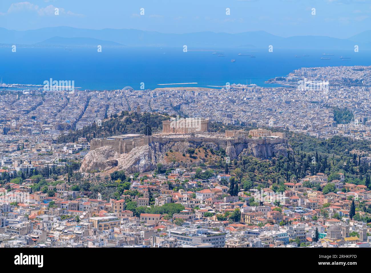 Panorama of Athens with Acropolis hill, Greece. Famous old Acropolis is ...