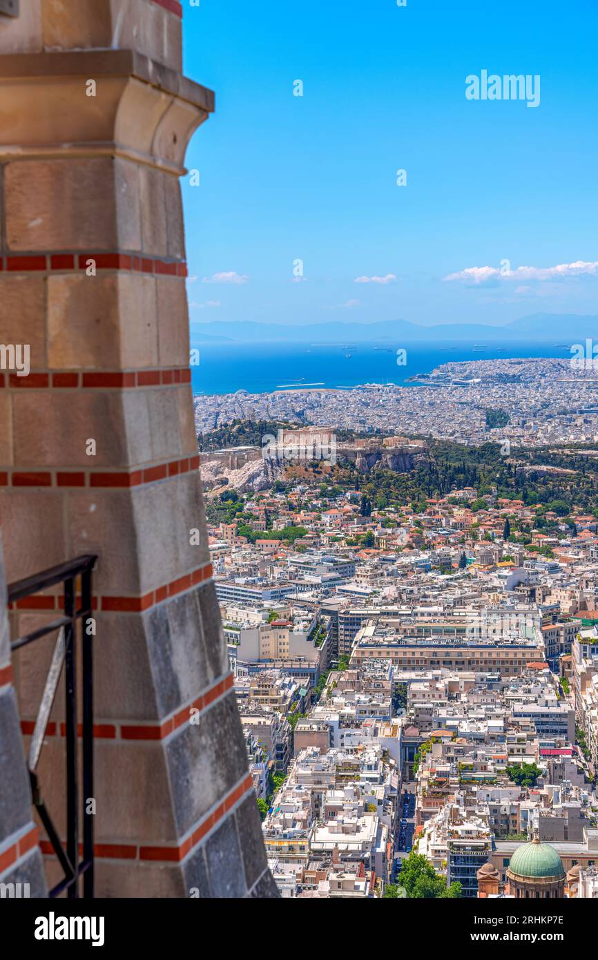 Panorama of Athens with Acropolis hill, Greece. Famous old Acropolis is ...