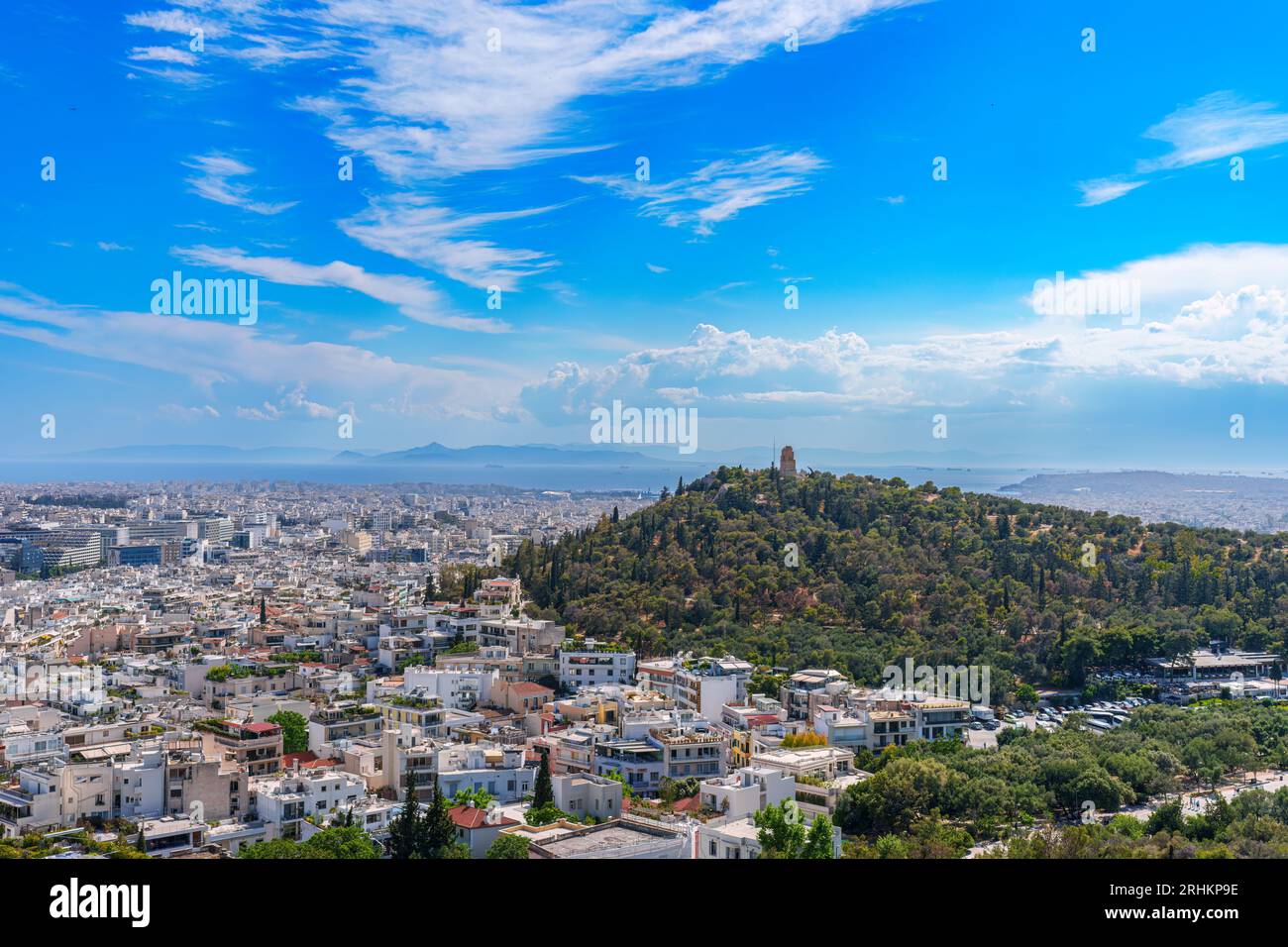 Panorama of Athens with Acropolis hill, Greece. Famous old Acropolis is ...