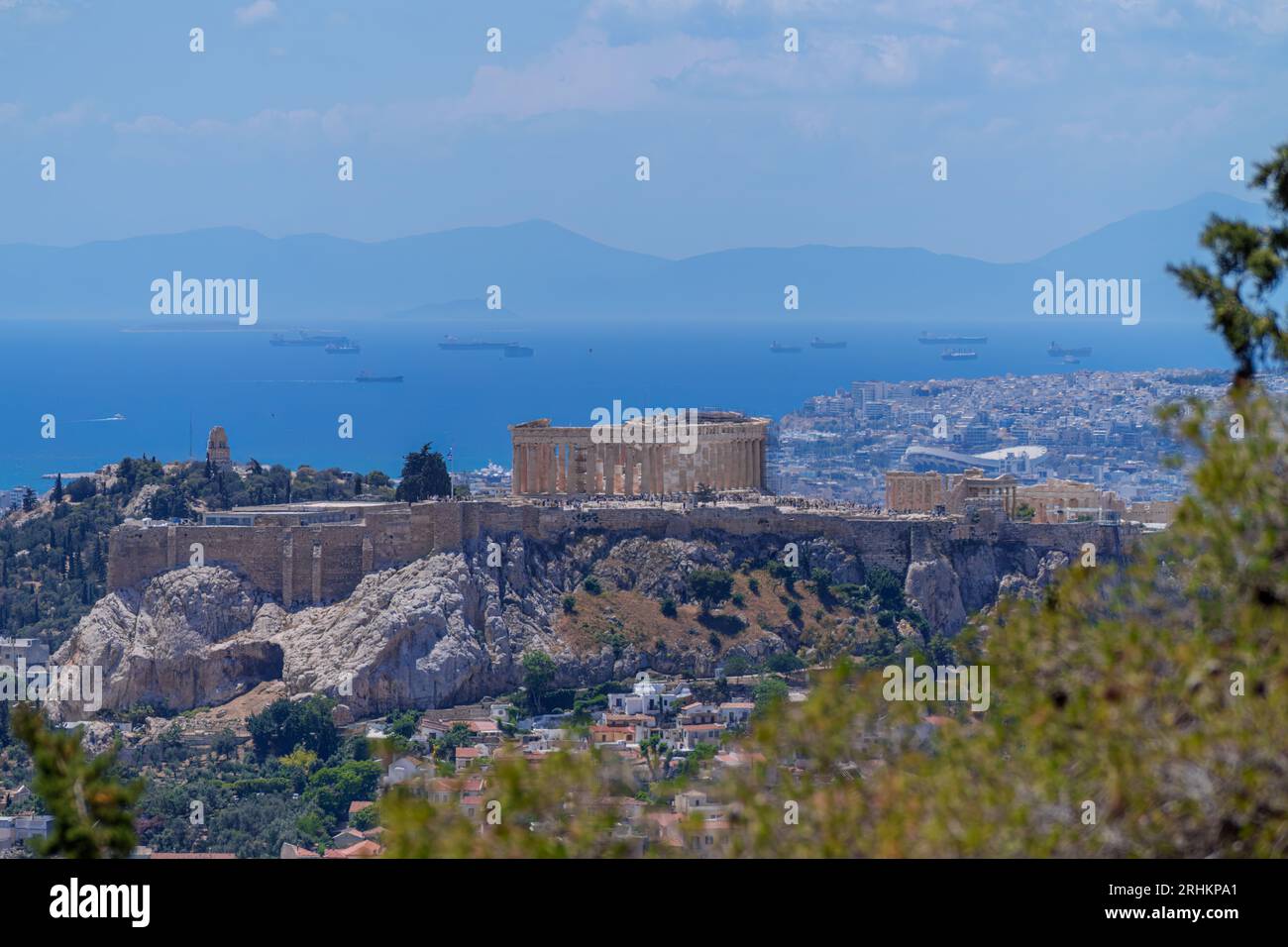 Panorama of Athens with Acropolis hill, Greece. Famous old Acropolis is ...