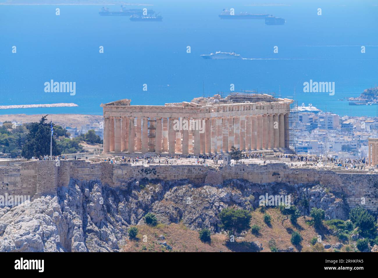 Panorama of Athens with Acropolis hill, Greece. Famous old Acropolis is ...