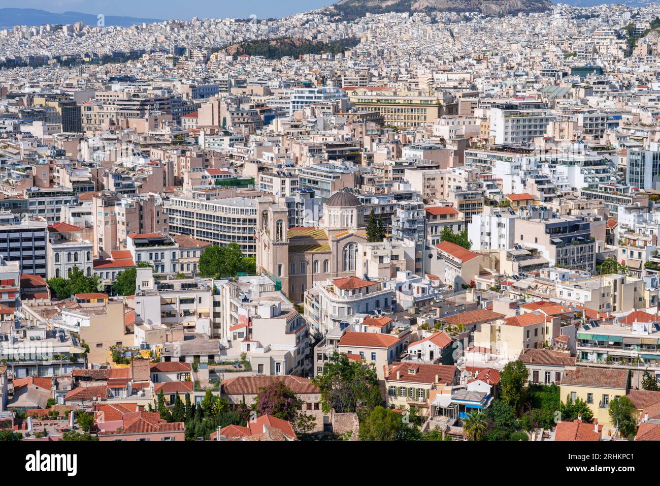 Panorama of Athens with Acropolis hill, Greece. Famous old Acropolis is ...