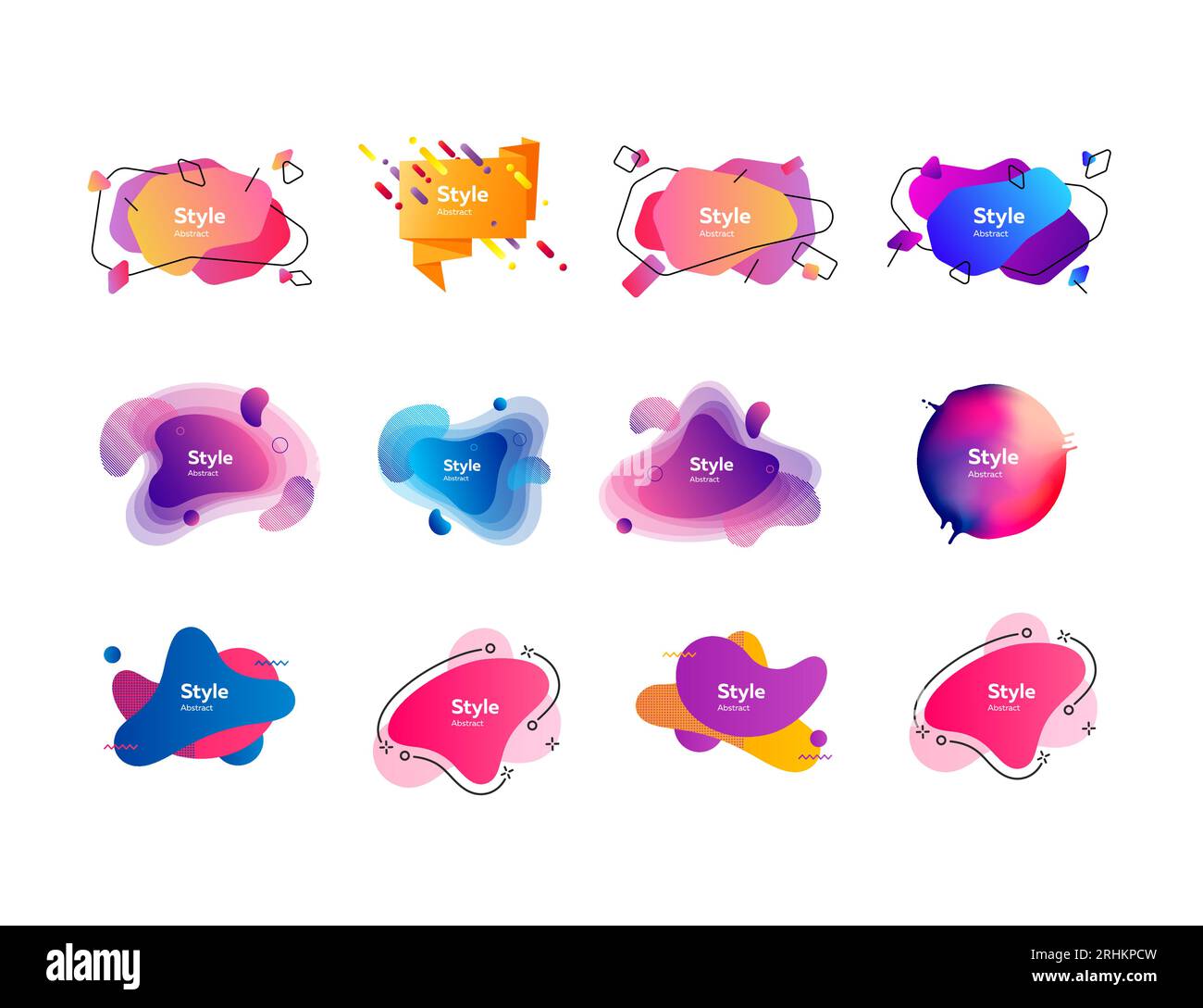 Set of flowing liquid elements in bright colors Stock Vector Image ...