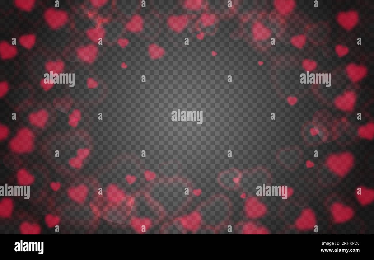 Heart bokeh transparent background, template for valentine card, valentines day love text poster ...